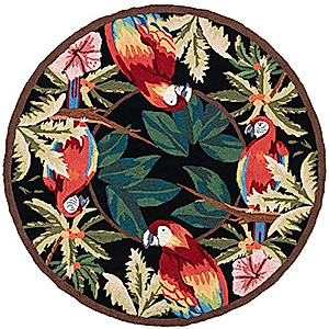 SAFAVIEH Chelsea Collection 3' Round Black HK296A Hand-Hooked French Country Wool Area Rug