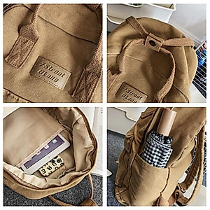 MININAI Aesthetic Canvas Backpack for Women Men Preppy Backpack Grunge Hippie Boho Japanese College Laptop Book Bag (Black,One Size)