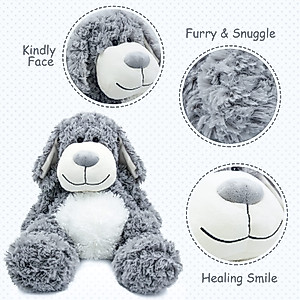 WEIGEDU Smiling Puppy Dog Stuffed Animal Plush Toys for Kids Boys Girls Birthday Nursing Bedtime Christmas Easter Gifts, 17.7 inches Gray