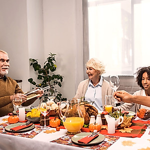 Ruisita 6 Pieces Fall Autumn Placemats 18 x 13 Inch Thanksgiving Placemats Table Mats Maple Leaves Pumpkin Placemat for Kitchen Decoration for Thanksgiving Parties Decoration