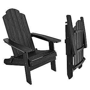 SAKSUN Folding Adirondack Chair Plastic Weather Resistant, Outdoor Chair, Patio Chairs, Lawn Chair, Outside Funiture for Porch, Garden, Deck, Fire Pit, Patio Seating