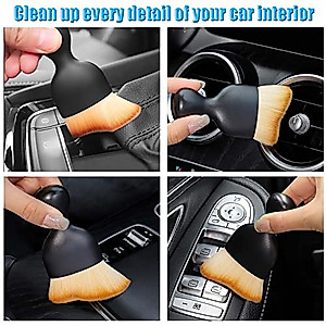 Car Duster Interior Clean Tool,2 Pcs Car Brushes for Detailing Soft Bristles Car Cleaning with Cover Portable Detailing Brushes Dusting Tools for Air Vents,Dashboard,Computer,Cosmetic Brush(Yellow)