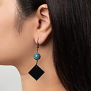 Handmade Earrings Stone Drop Dangle Earrings Black Resin Earrings for Women and Girls