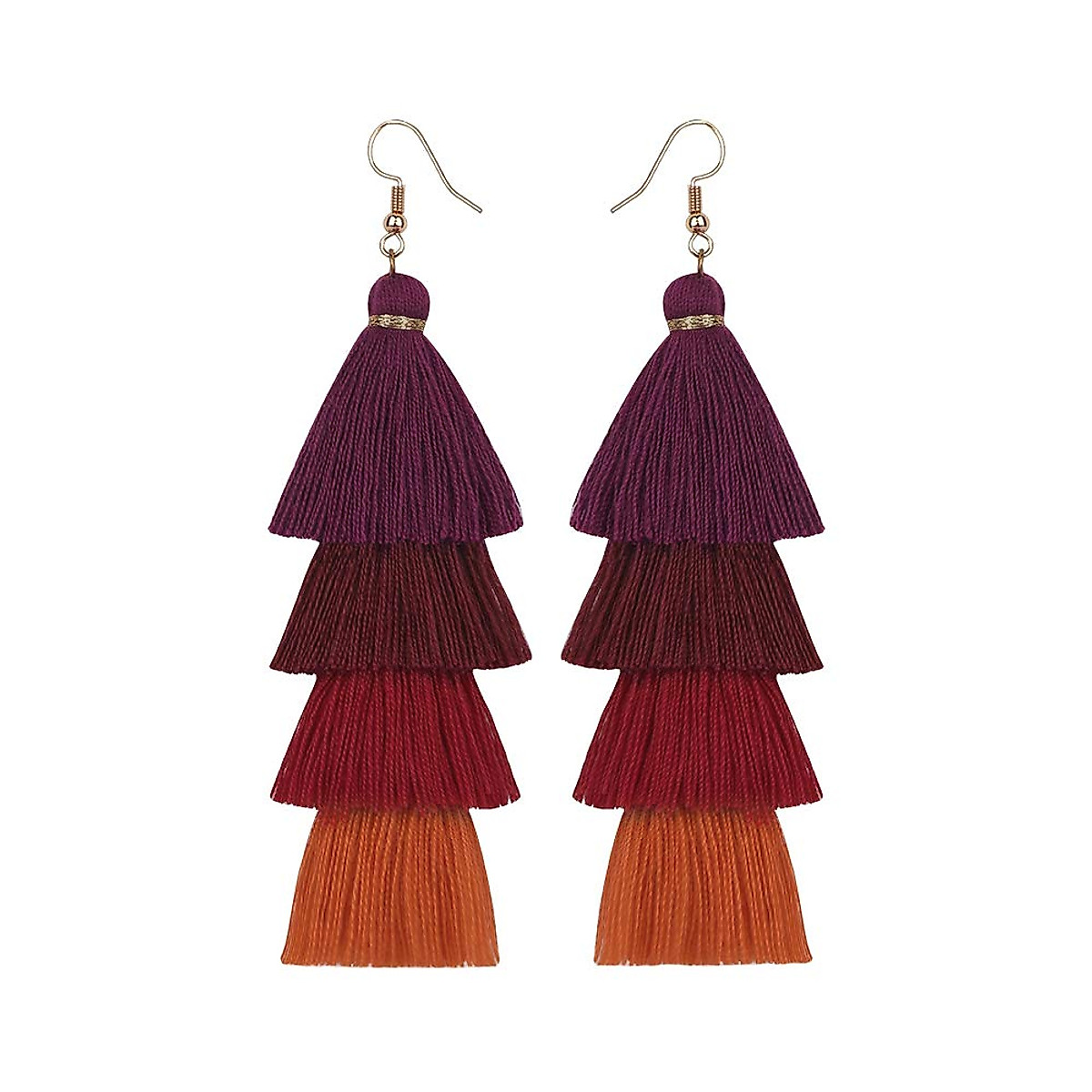 Milakoo 6 Pairs Colorful Tassel Earrings Long Layered Dangle Earrings Bohemian Drop Earrings