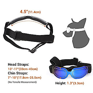 Enjoying Small Dog Sunglasses Dog Goggles Small Breed for UV Protection Snow-Proof Windproof Goggles with Flexible Straps for Puppy Cat - Blue