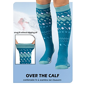 OutdoorMaster Unisex Ski Socks,Skiing and Snowboarding Socks for Men & Women with Over the Calf Design/Non-Slip Cuff