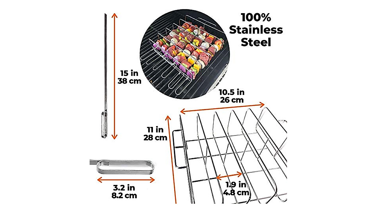 Cataumet BBQ Kabob Holder & Rib Rack - Stainless Steel