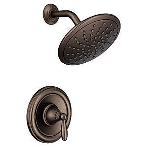 Moen Brantford Oil Rubbed Bronze Shower Trim Kit, featuring Eco-Performance Wide Rain Shower Head and Traditional Shower Lever Handle, (Posi-Temp Valve Required), T2252EPORB