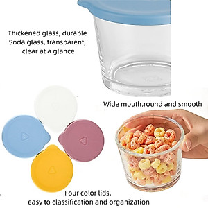 yaocoral 4 Pack 9 OZ Small Round Glass Containers with Lids,Clear Food Jars Airtight Glass Food Container for Food Portion,Overnight Oats,Pickles,Dipping Sauce,Snack,Yogurt,Meal Prep Containers
