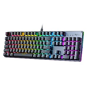 Aglaia Mechanical Gaming Keyboard, RGB Backlit 104 Keys Wired Keyboard Blue Switches, 12 Lighting Effects, Customizable Keys, Programmable Macro, Durable & Ergonomic for Windows Mac Computer Desktop