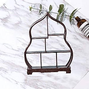 HEALLILY Office Shelf Chinese Wooden Assemble Display Curio Cabinets Shelf for Home Decoration Without Ornaments (Cucurbit Shape) Wall Mounted Bookshelves