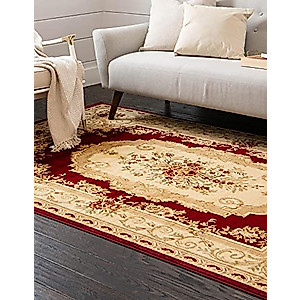 Unique Loom Versailles Collection Traditional Classic Floral Motif Area Rug (8' 0 x 10' 0 Rectangular, Burgundy/ Ivory)