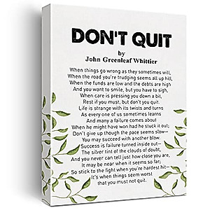 Canvas Wall Art Inspirational Don't Quit Poem Canvas Print Positive Painting Home Wall Decor Framed Gift 12x15 Inch