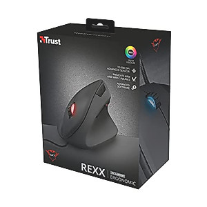 Trust Gaming GXT 144 Rexx Vertical Ergonomic Gaming Mouse, 250-10,000 DPI, 6 Buttons, Black