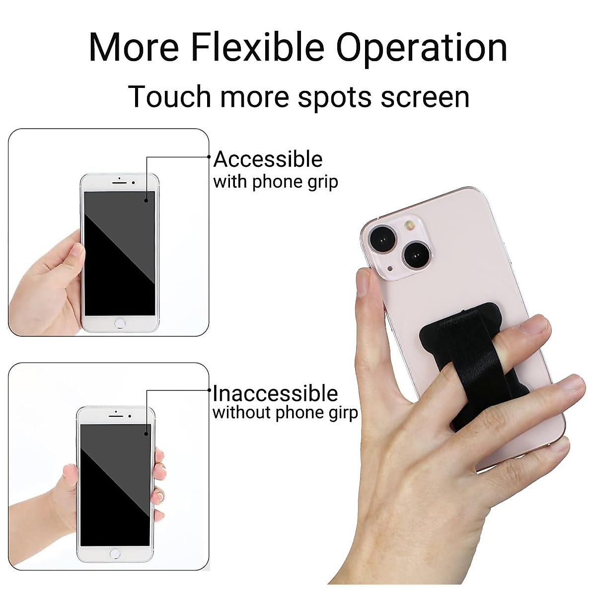 WUOJI Phone Loop Finger Holder,Cell Phone Finger Grip Strap Holder for Hand, Ultra Thin Anti-Slip Cell Phone Grips Band Holder for Back of Phone Compatible with Most Smartphones (Black Purple)