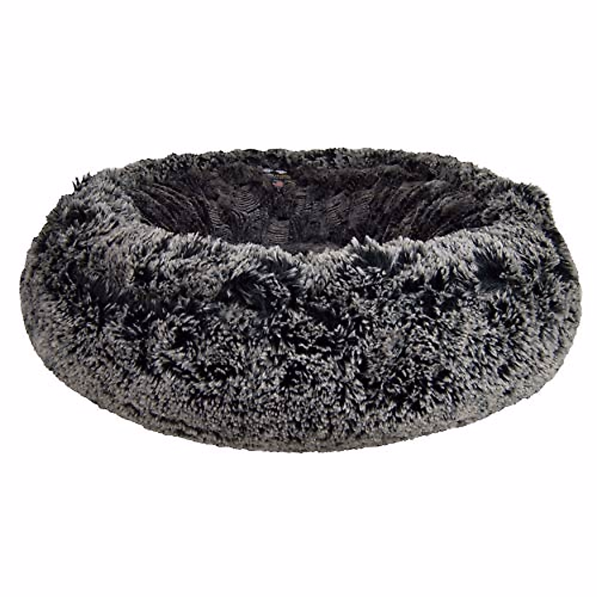 Bessie and Barnie Midnight Frost/Arctic Seal Luxury Shag Ultra Plush Faux Fur Bagelette Pet/Dog Bed (Multiple Sizes)