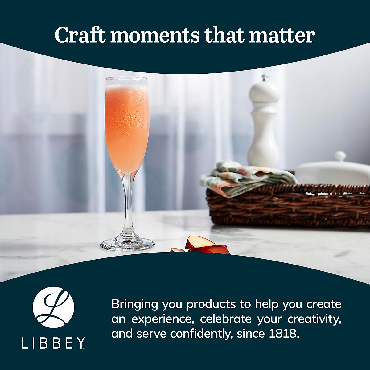 Libbey Catawba Flute Glasses, 6-ounce, Set of 12