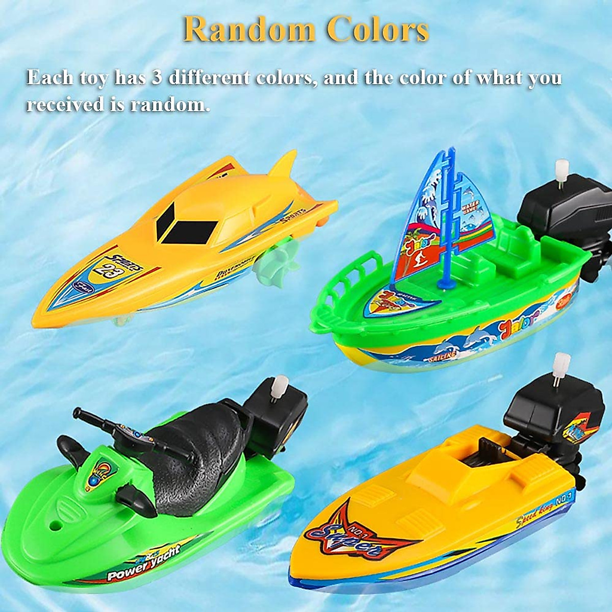 NEXTAKE Wind-up Boat Bathtub Toy Set, Funny Windup Speed Boat Bathtub Toy Jet Ski Clockwork Sailboat Water Toy Motorboat Tub Toy for Kids (Motorboat+Sailboat+Speed Boat)