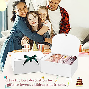 ZSZMFH 14 PCs Gift Boxes with Lids, 9" x 6" x 4" White Gift Boxes with Ribbon, Bridesmaid Proposal Box, Kraft Paper Gift Box for Wedding, Packaging, Present, Birthday, Cupcake Boxes, Crafting