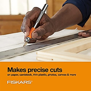 Fiskars Heavy Duty Die Cast, Exacto, 8 Inch, Precision Knife for Crafts, Multi Use Blade with Protective Cover, Steel