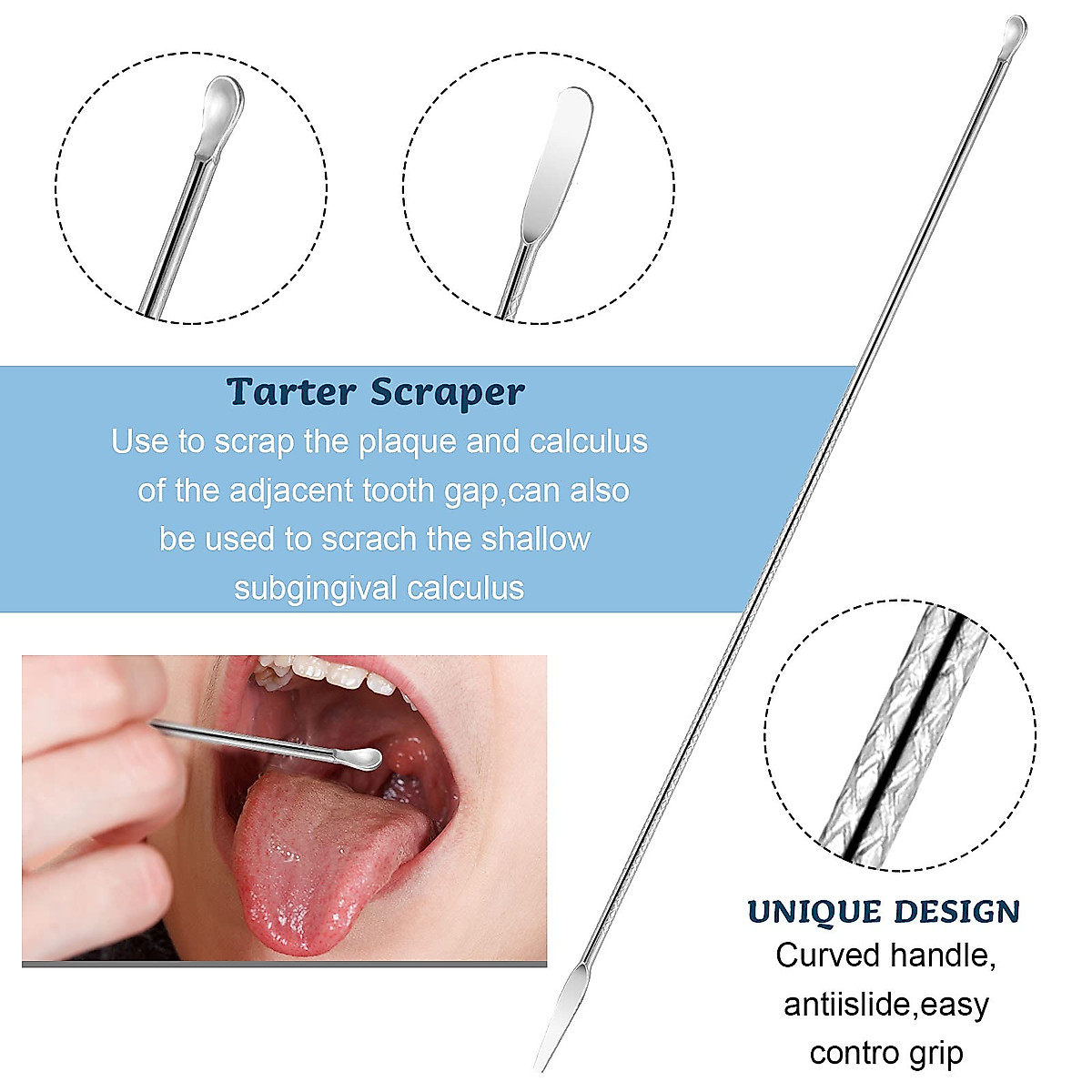 Tonsil Stone Removal Set Includes 4 Stainless Steel Tonsil Stone Removal Tools and 100 Long Swabs with 1 Curved Irrigator Syringe to Get Rid of Bad Breath
