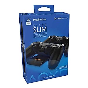PDP Gaming Magnetic Ultra Slim Playstation 4 Controller Charging System - PS4 Accessories, Wireless Charger, Ambient Light Feature, LED Charging Indicators, Licensed by Sony (Black)