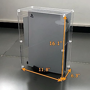 Clear Acrylic Dust Cover for PS5 Console, pS5 Case Cover Dust Proof Cover Compatible with Playstation 5 Standard and Digital (11.8''W x 6.3''D x 16.1''H)