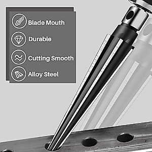 Mrosnail Tapered Reamer Set with T Handle, 3-13mm (1/8''-1/2'') & 5-16mm (3/16"-5/8") 6 Fluted, Carbon Steel Hex Shank for Guitar Woodworking - 2pcs