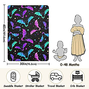Bats Stars Unisex Fluffy Baby Blanket for Crib Toddler Blanket for Daycare with Thick and Soft Material Security Blanket for Stroller Gift Travel Decorative