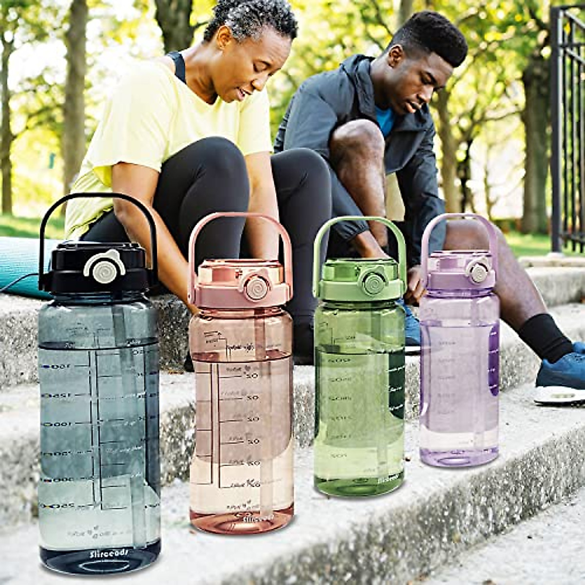 Slirceods half gallon filtered water bottle(Mother's Day Gift)，64OZ Pink Water Bottle with Straw& Time Marker -Increase ph-BPA Free(1pack Filter)