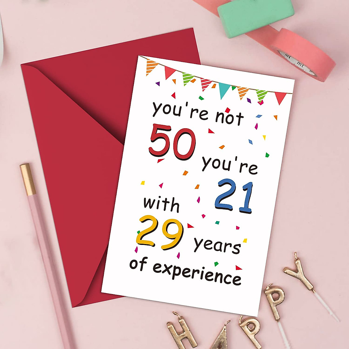 Funny 50th Birthday Card, Humorous 50 Years Old Bday Card, Unique 50th B-day Card for Mom Dad Sister Aunt...