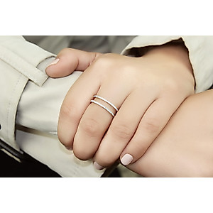 Belantina 1/6 Carat Diamond Double Row Band Ring for Women in 14k Yellow Gold (H-I, I1-I2, cttw) Size 7