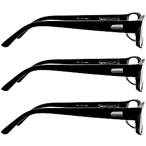 TruVision Readers Reading Glasses - 9504H - 3 Pack - Black - 1.75