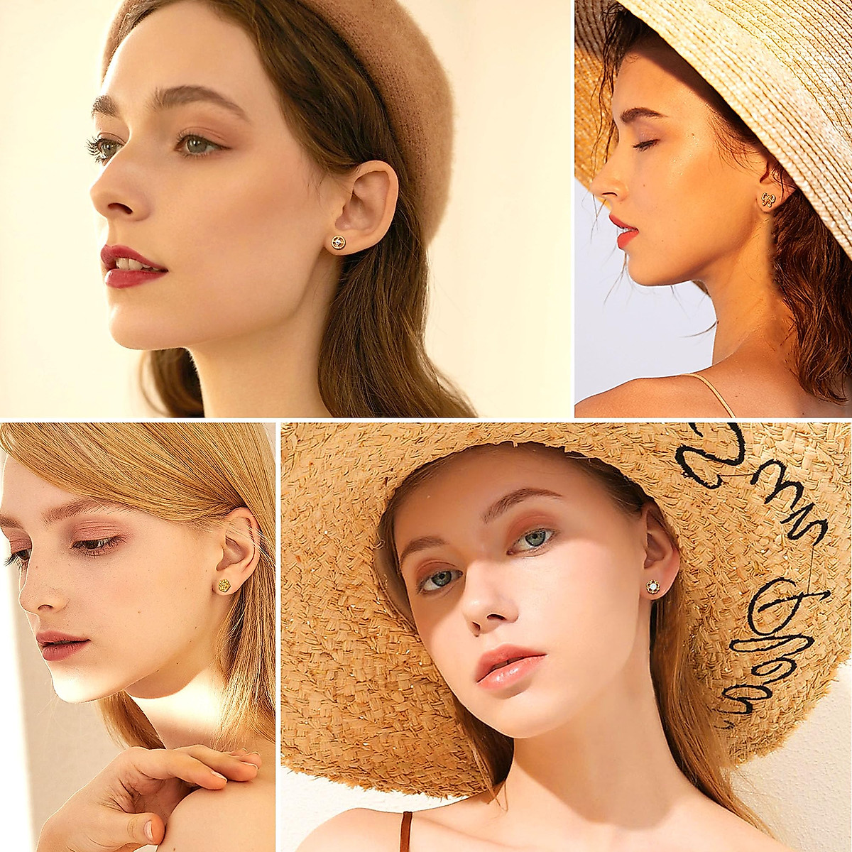 ORAZIO 60 Pairs Gold Stud Earrings Set for Women Multipack,Hypoallergenic Assorted Cubic Zirconia Pearl Heart Earrings Pack Multiple Piercings,Fashion Small Earrings Jewelry for Gift,Gold