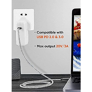 CableCreation USB C to USB C Cable 10 FT 60W, Braided USB Type C Fast Charging Cable, USB C Cable to USB C 3A 480Mbps Data for MacBook Pro Air Galaxy S22 Ultra/S21/S20+ Pixel 4/5 etc. 3m Space Gray