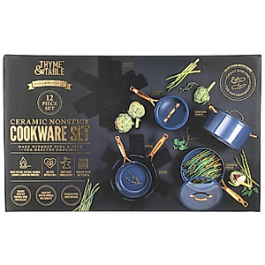 Thyme & Table Non-Stick 12-Piece Signature Cookware Set - Blue