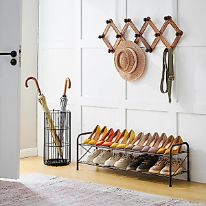 Hoctieon 2 Tier Shoe Rack for Closet, Shoe Rack FreeStanding, Entryway Shoe Shelf, Shoe Storage Organizer, Durable Mesh Style Shoe Rack, Brown