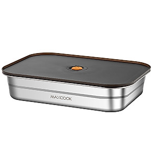MAXCOOK Large Stainless Steel Food Containers With Lids, 118 oz Food Storage Container set, Leak Proof Metal Food Container Bento Box, Snack Container Set with Lid (Dishwasher & Freezer Safe, 3500 ml)