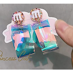 Transparent Iridescent PVC Sheet Cosplay Performance Accessories Holographic Waterproof Synthetic Leather for Party Decoration 0.1mm Thick 11.8X47"