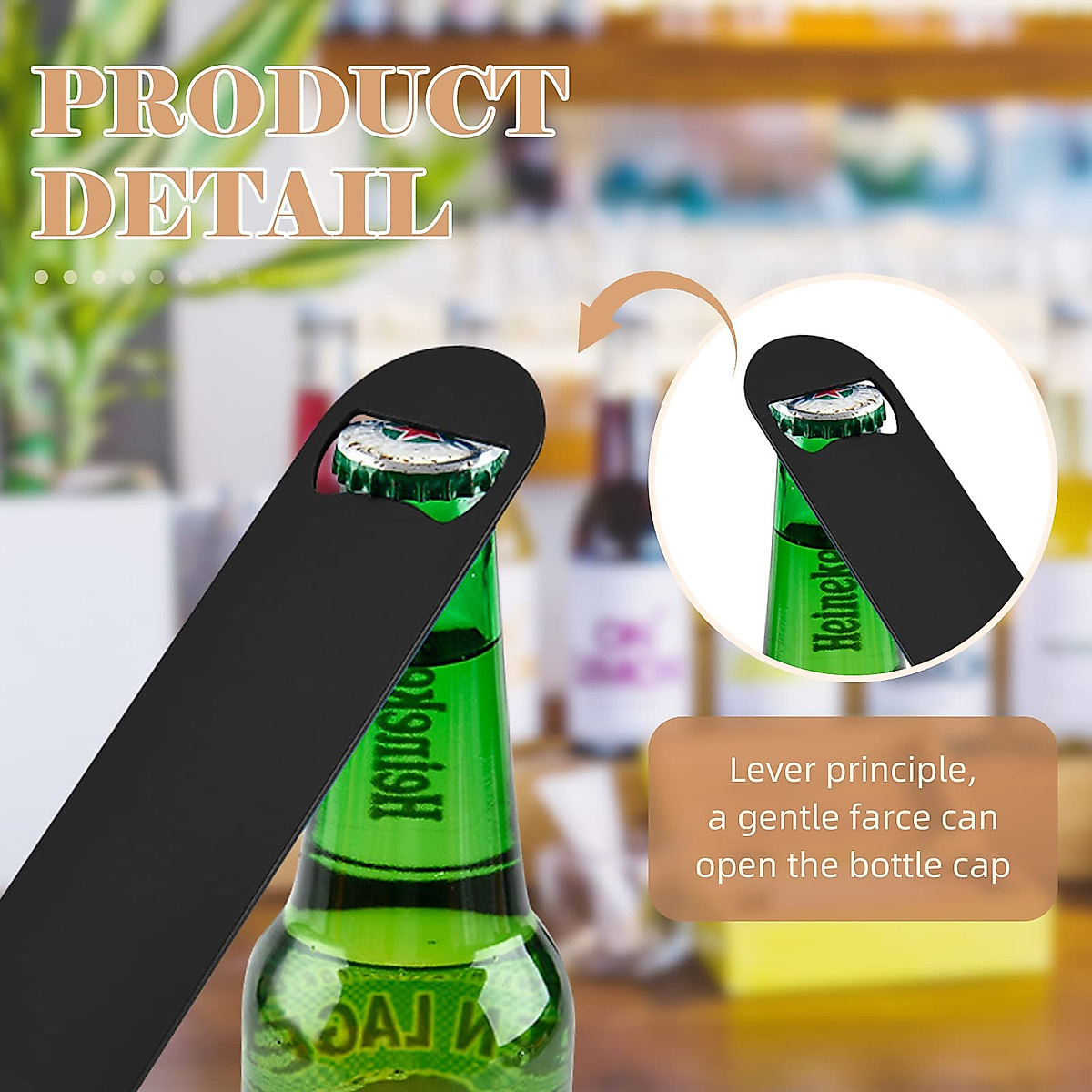 Ohiyoo 24 Pack Flat Beer Bottle Opener 5 inch Heavy Duty Stainless Steel Flat Bottle Opener Metal Beer Bottle Openers Black Beer Openers for Bartender Kitchen Bar or Restaurant (Black, 5 inch)