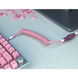 Glorious Coiled Keyboard Cable – Coiled USB C Cable Artisan Braided Cables for Mechanical Gaming Keyboard Coiled Cable - Custom Keyboard Cable (Black)