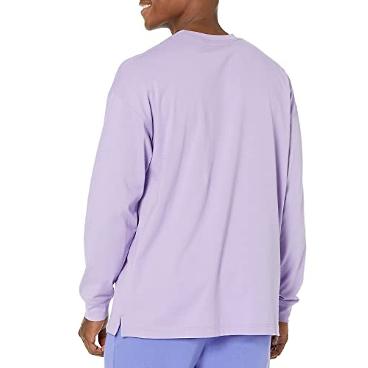 Amazon Essentials Men's 100% Organic Cotton Oversized-Fit Long-Sleeve T-Shirt, Purple, Large