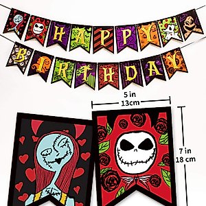 Madodo, Nightmare before Christmas inspired Birthday Banner, Happy Birthday Banner, Movie, Jack, Sally, Halloween, Christmas, Birthday Favors, Party Supplies, Party Décor