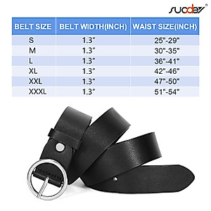 SUOSDEY Women Leather Belt with O-Ring Buckle,Fashion Soft Ladies Waist Belt for Jeans Dresses,1.3" Width