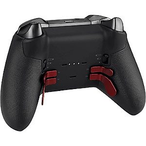 EASEGMER Metal Black Stainless Steel Paddles, Replacement Parts Video Games Accessories Kits, Interchangeable Hair Trigger Locks for Xbox One Elite Seies 2 & Elite 2 Core Controller - 4 PCS (Red)