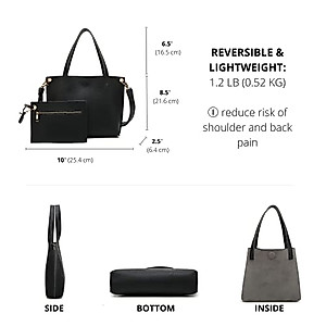 Scarleton Leather Tote Bag for Women, Womens Purses and Handbags, Reversible Tote Bags for Women, Purses for Women, H184220190103 - Black/Grey