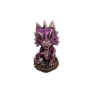 New 3.5" Violet & Silver Bobble Head Sitting Dragon Collectible Figurine Statue
