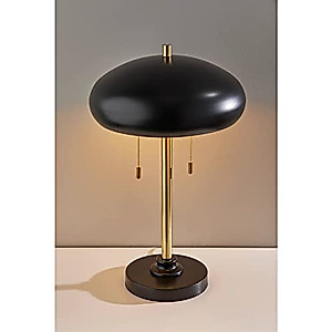 Adesso 1562-21 Cap Table Lamp, 23 in., 2 x 40W Type A (Not Included), Black & Antique Brass, 1 Table Lamps