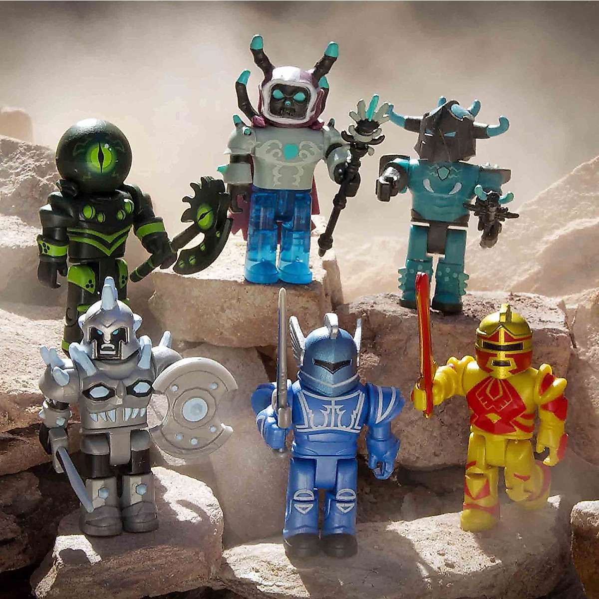 Roblox Action Figure Toy Set 6-pack - Champions of Roblox w/Exclusive Virtual Item - includes Korblox Deathspeaker, Mage, General, The Overseer, Redcliff Elite Commander, Alar Knight - Gift for Kids