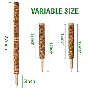 Moss Pole, Augshy 27 Inch Moss Poles - 2Pcs 17 Inch Moss Pole for Plants Monstera Indoor Climbing Plants Pole for Potted Plants Indoor